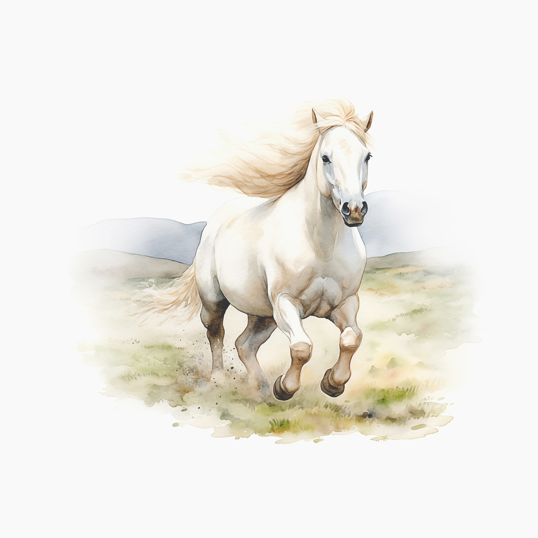 Tableaux Un cheval blanc courant dans un champ : s38477 - Tapeko.fr