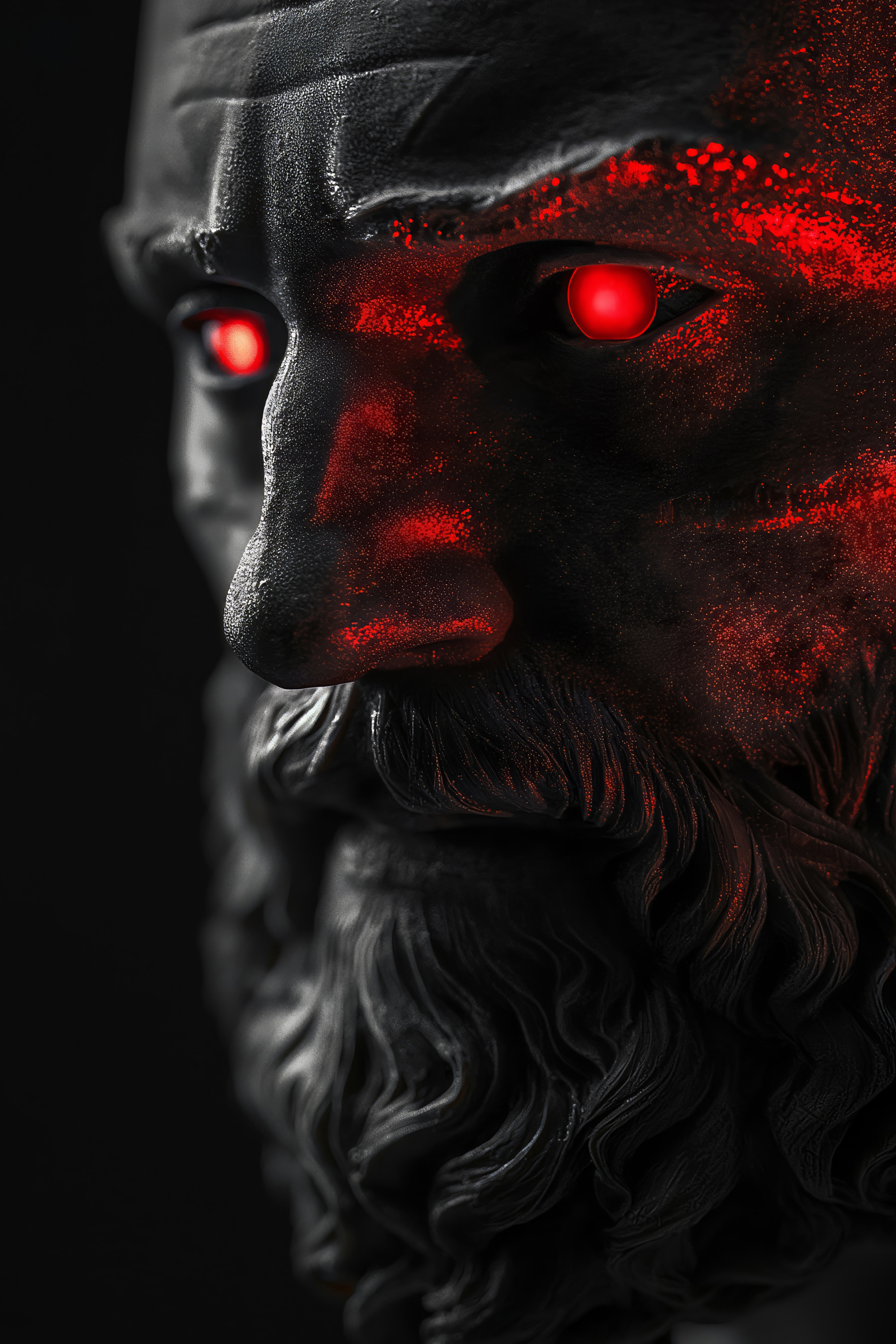 Tableaux Statue d'un homme aux yeux rouges : s26127 - Tapeko.fr