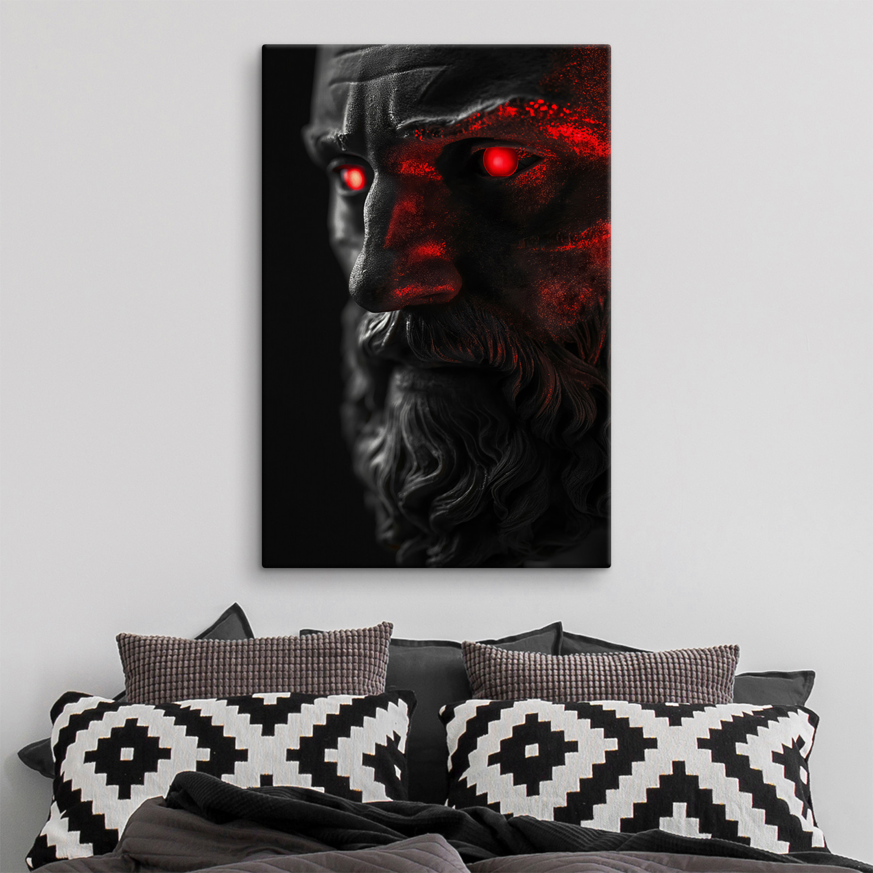 Tableaux Statue d'un homme aux yeux rouges : s26127 - Tapeko.fr