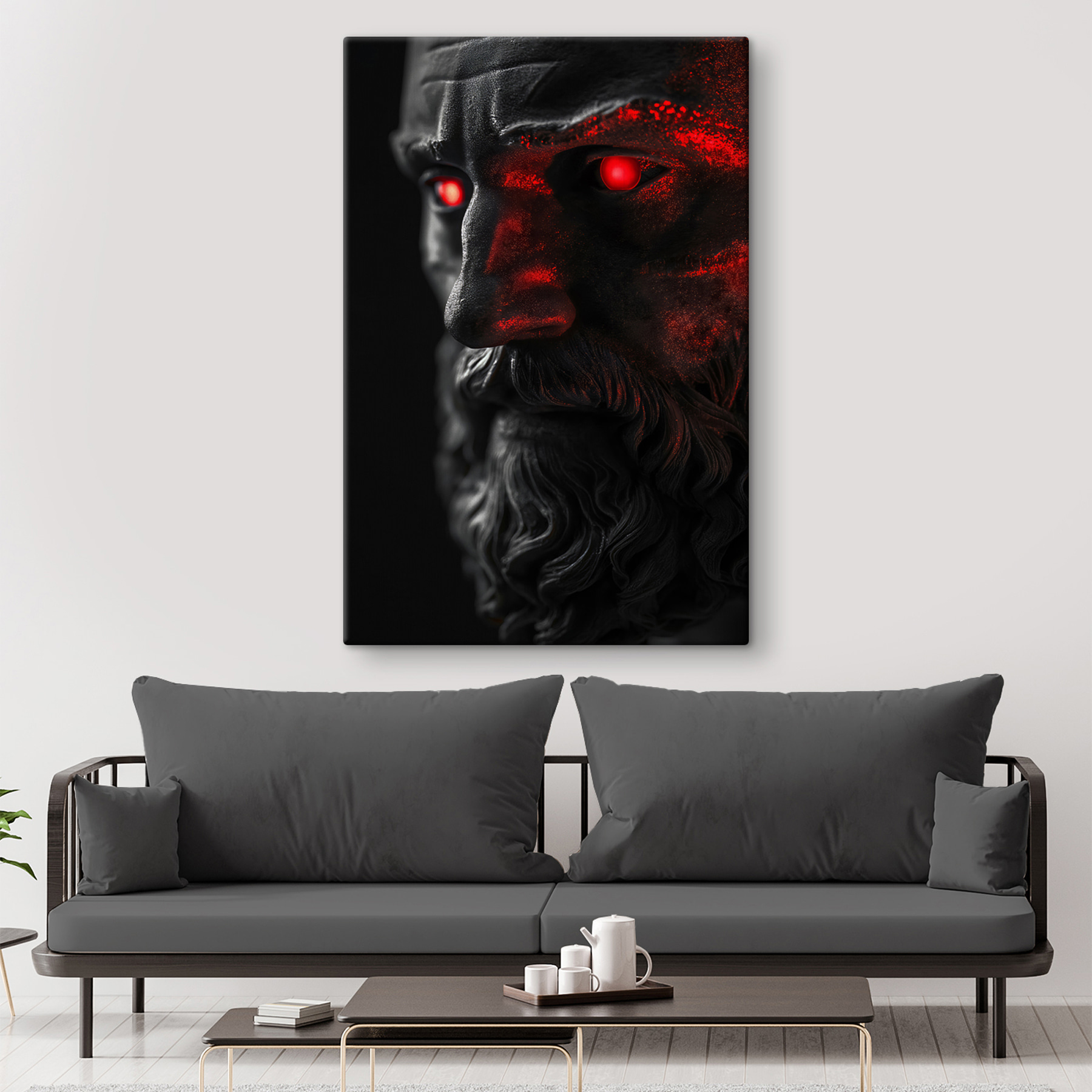 Tableaux Statue d'un homme aux yeux rouges : s26127 - Tapeko.fr