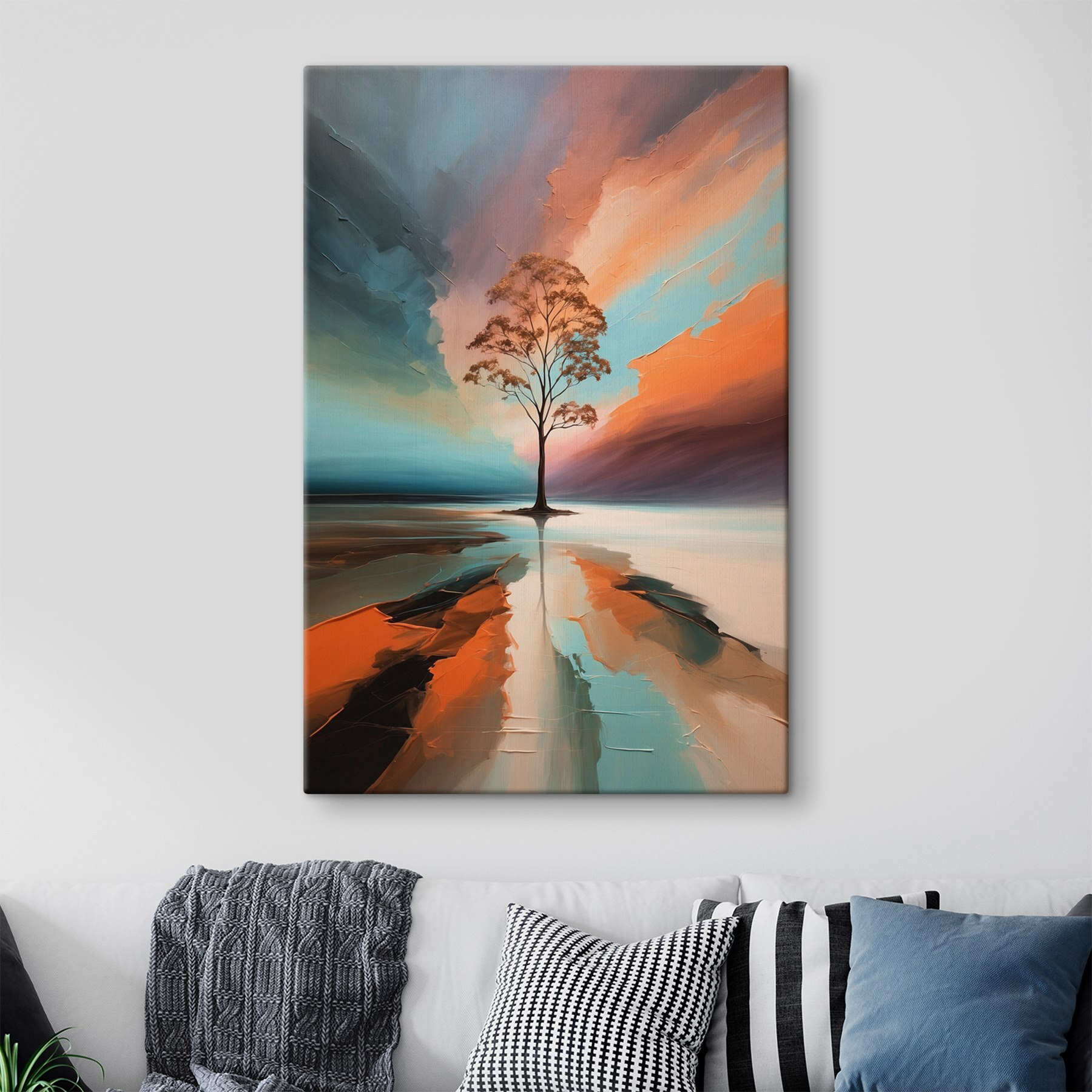 Tableaux Arbre au milieu d'un lac : s41581 - Tapeko.fr